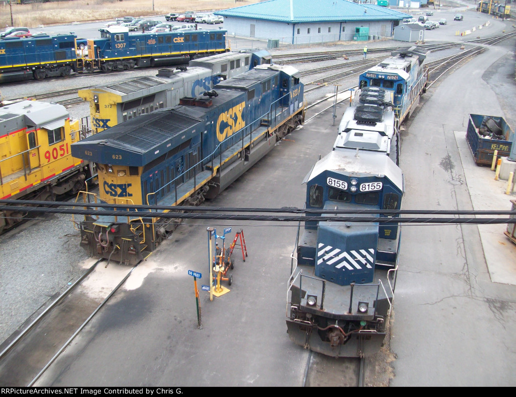 CSX 623 Alongside HLCX 8155